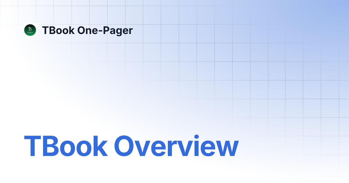 TBook Overview | TBook One-Pager